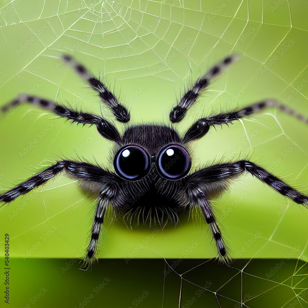 Digital draw 3d Cute big eyes Little Spider. Tiny Scared Spider in ...
