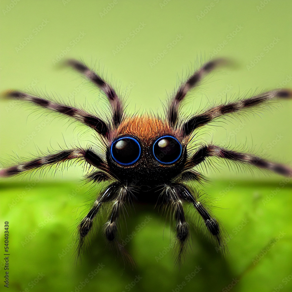 Digital draw 3d Cute big eyes Little Spider. Tiny Scared Spider in ...