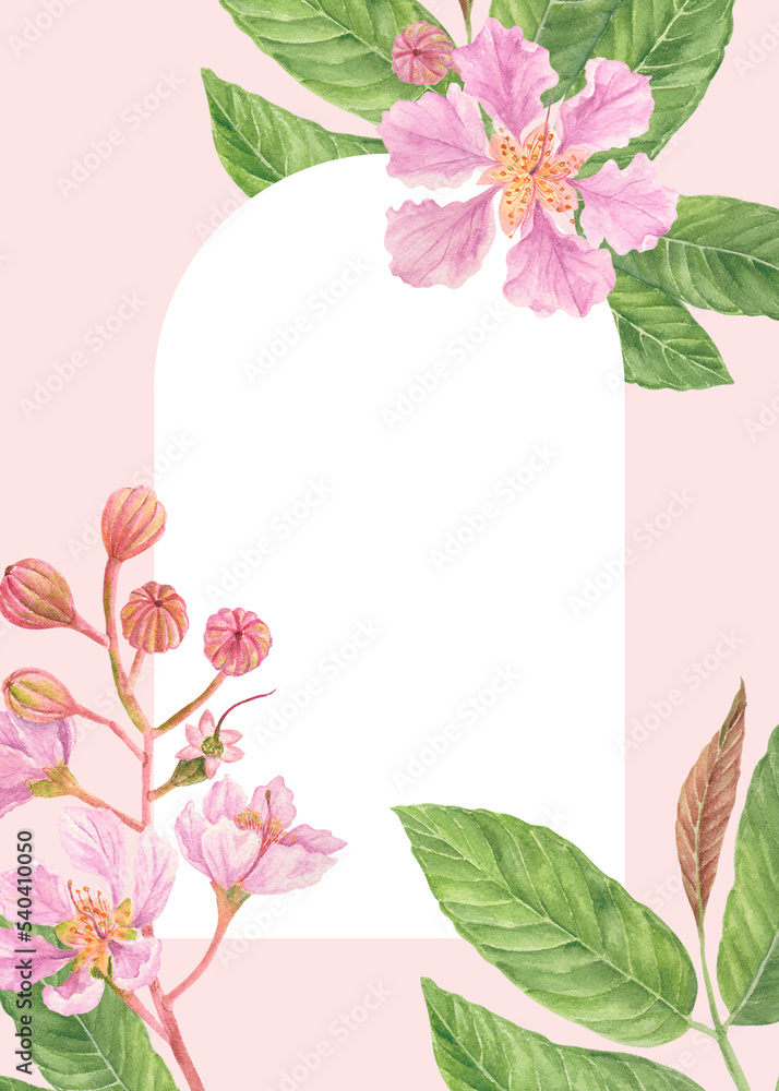 Philippine flora invitation template Lagerstroemia speciosa Banaba ...