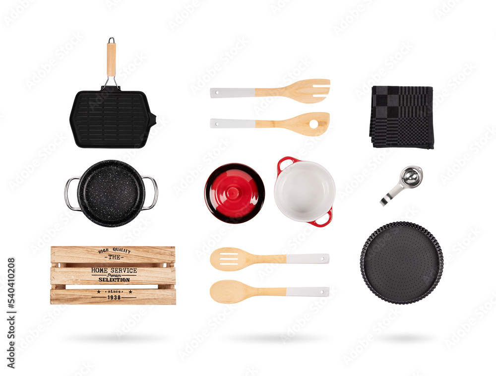 Cooking set. White background. Appliances and utensils. Isolated ...