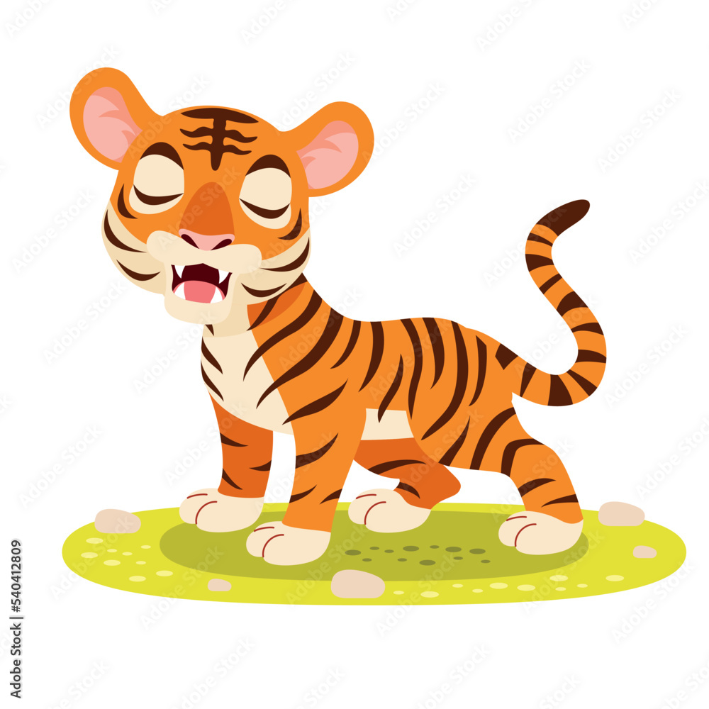 Cartoon Illustration Of A Tiger Stock Vector | Adobe Stock