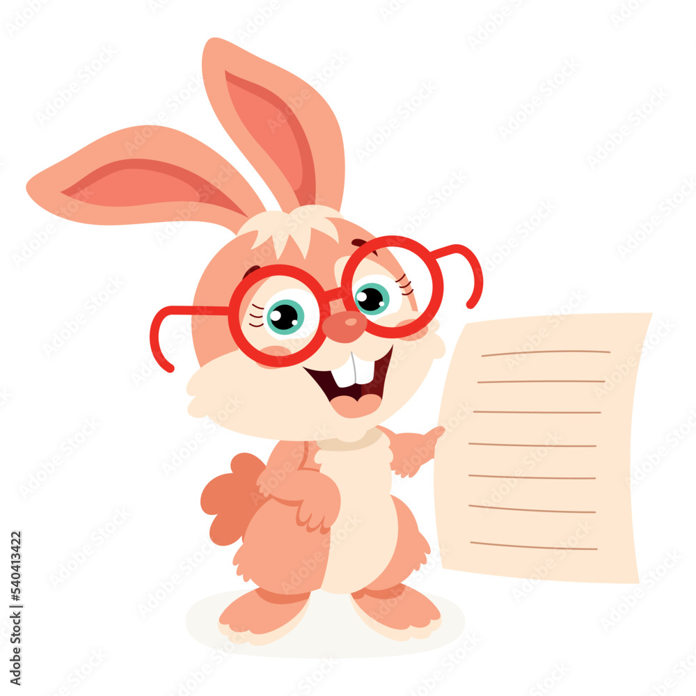 Cartoon Illustration Of Student Rabbit Stock Vector | Adobe Stock