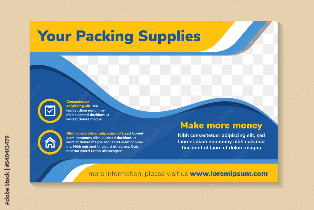 your packing supplies banner design template with natural shape and ...