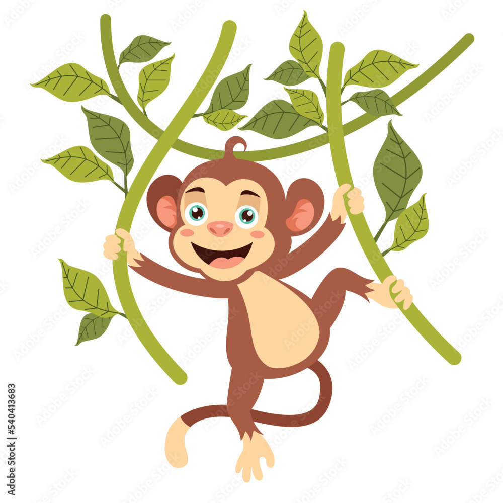 Cartoon Illustration Of A Monkey Stock Vector | Adobe Stock