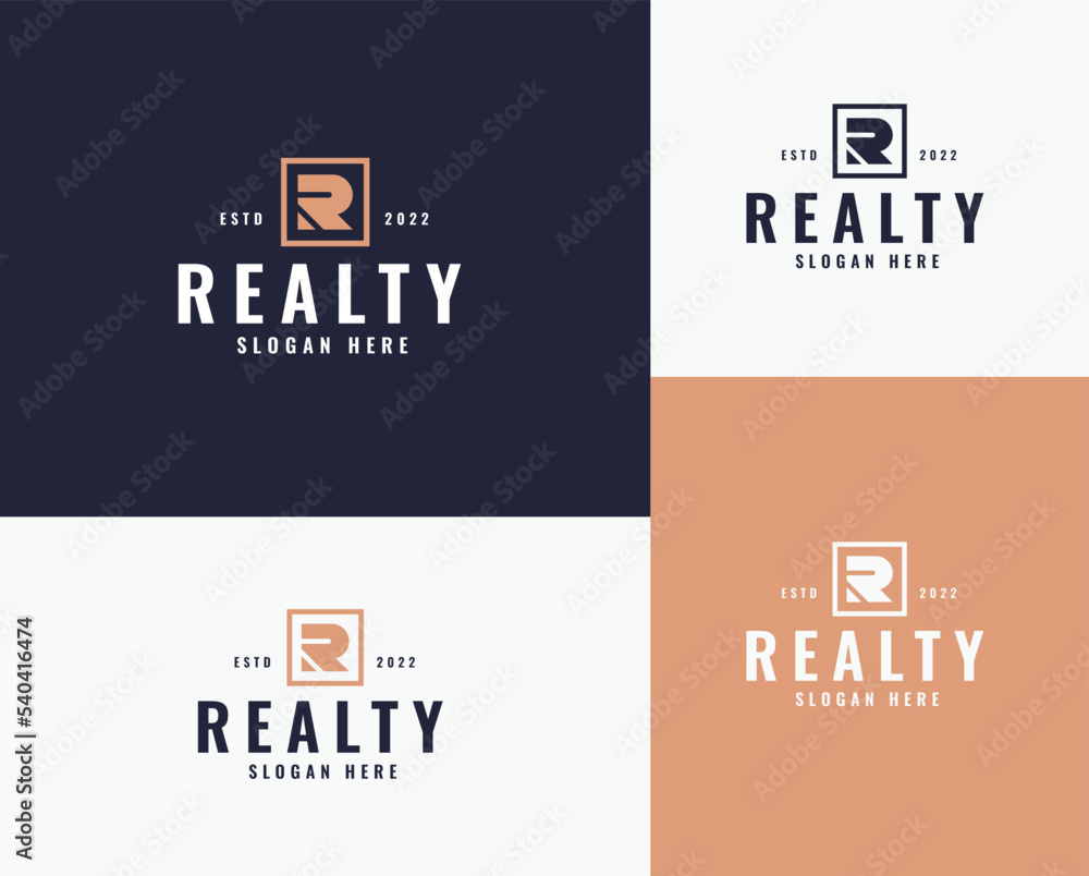 Geometric letter R logo with square. Modern letter R logo template ...
