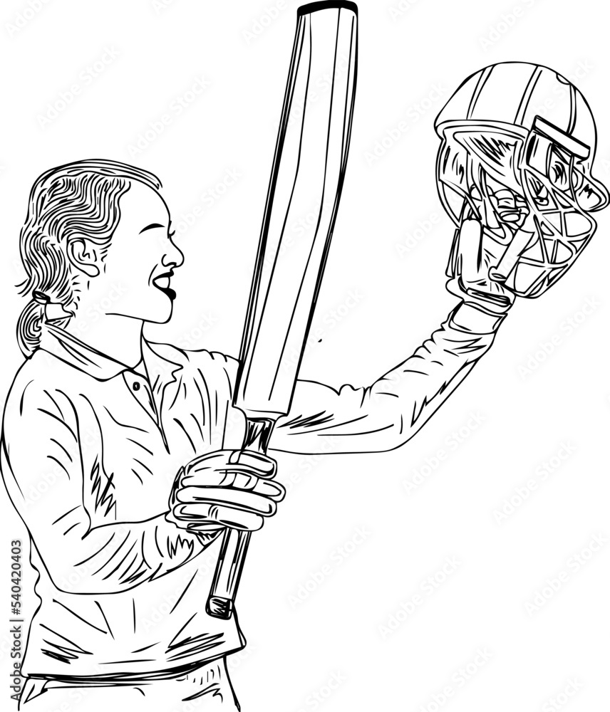 Female cricket player vector illustration , woman cricketer logo, women ...