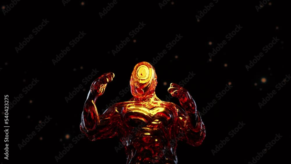 A fantastic cosmic being with an unstable transparent body, creates ...