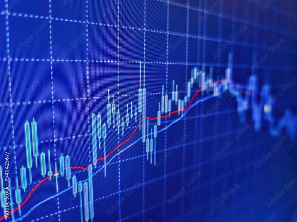 Stock market display board at street. New technologies for business ...