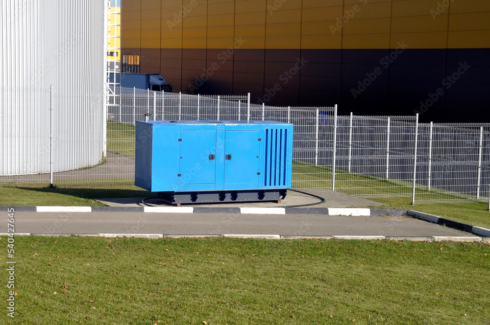 New blue mobile diesel generator for emergency power supply of the ...