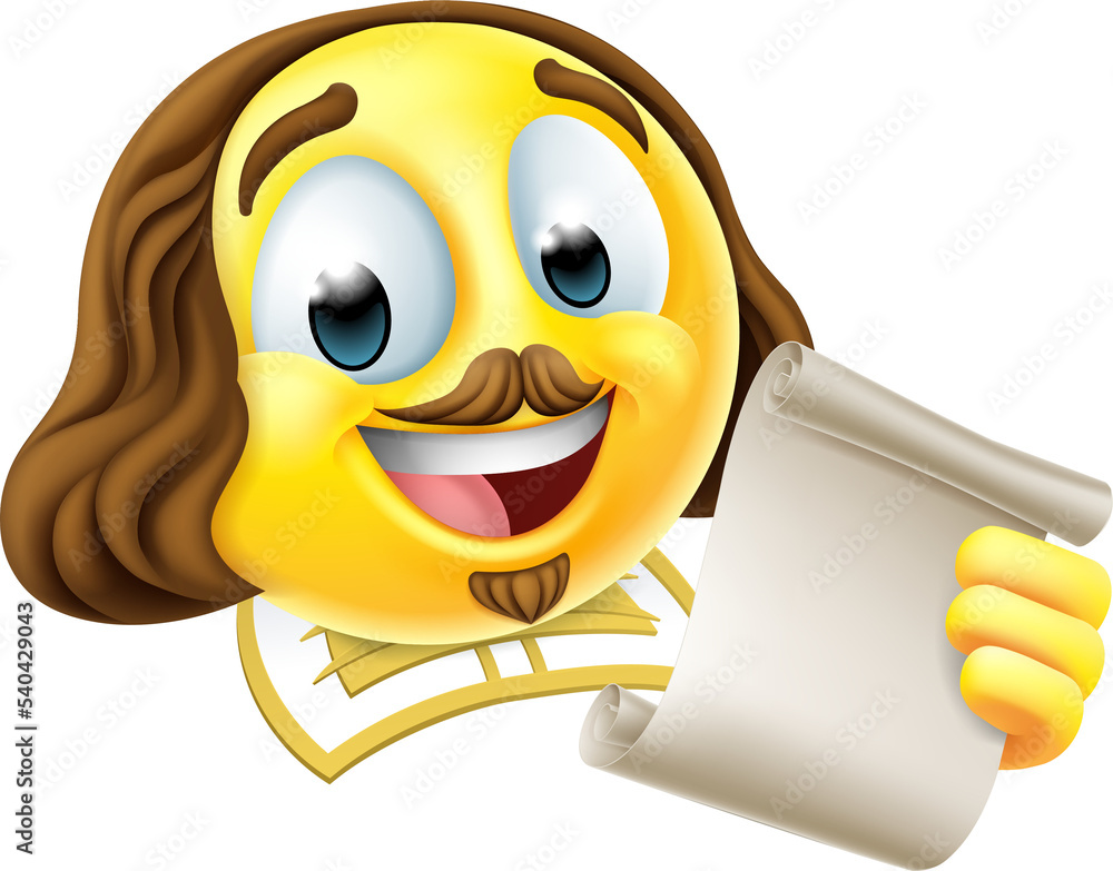 Shakespeare Poet Emoticon Emoji Cartoon Face Icon Stock Illustration ...