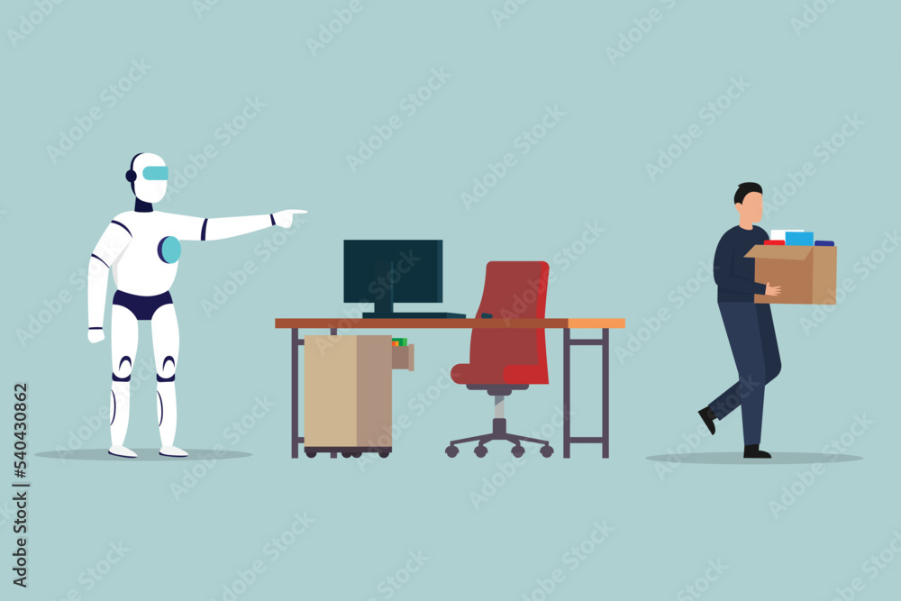 Artificial intelligence has replaced humans 2d vector illustration ...