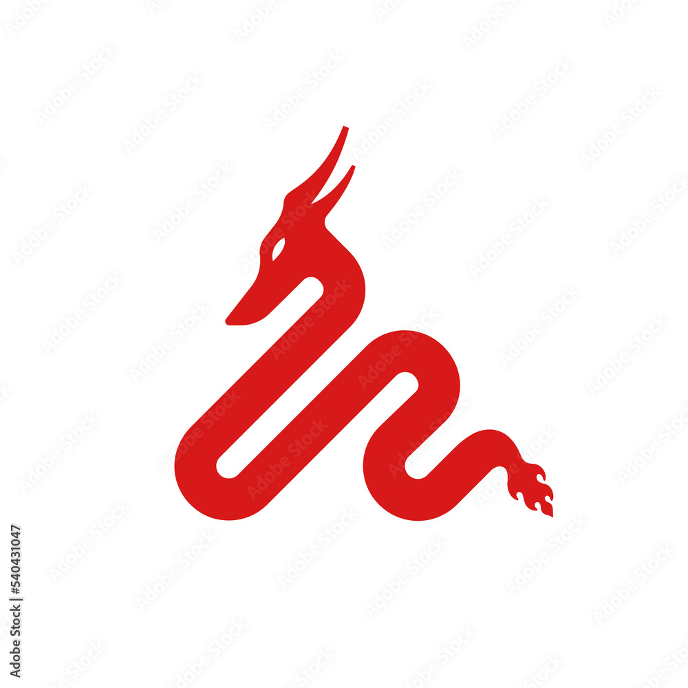 Simple red dragon icon vector concept. Modern dragon logo isolated on ...