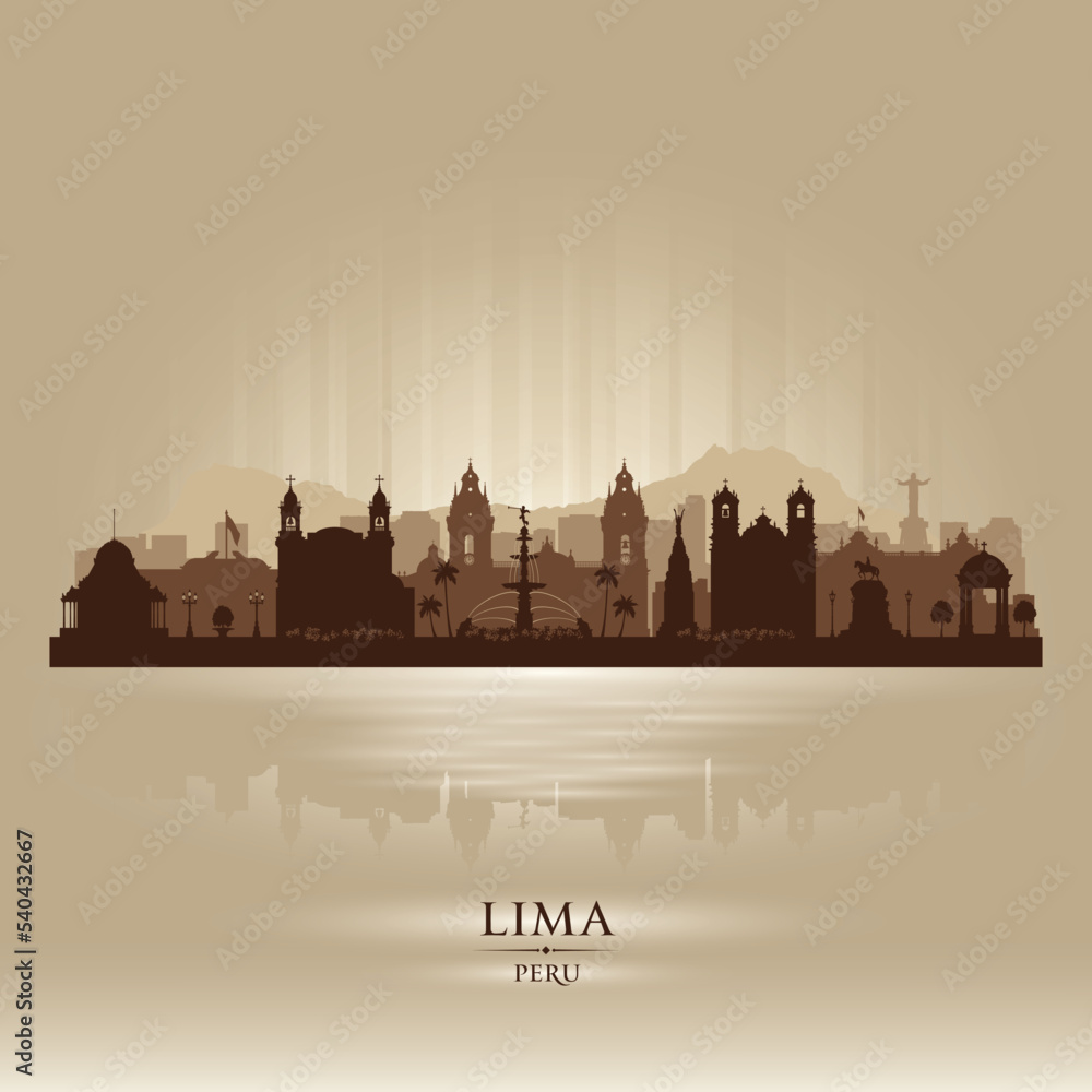 Lima Peru city skyline vector silhouette Stock Vector | Adobe Stock