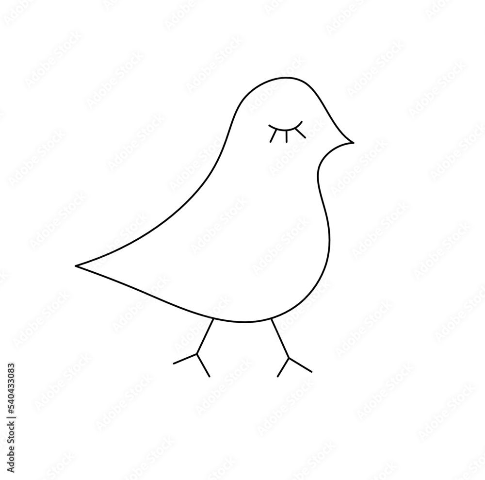 Vector isolated one funny tiny little sleeping bird with closed eye ...