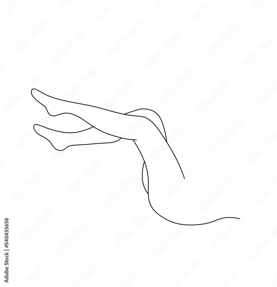 Vector isolated two lying woman legs in pose colorless black and white ...