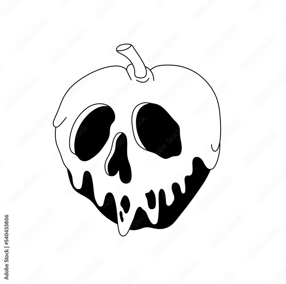 Vector isolated horror scary melting halloween pumpkin face colorless ...