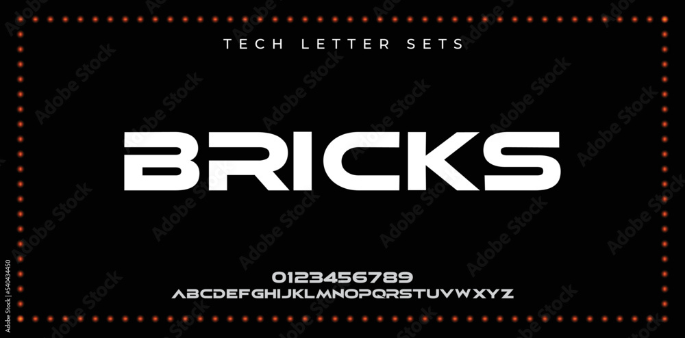 BRICKS special and original font letter design. modern tech vector logo ...