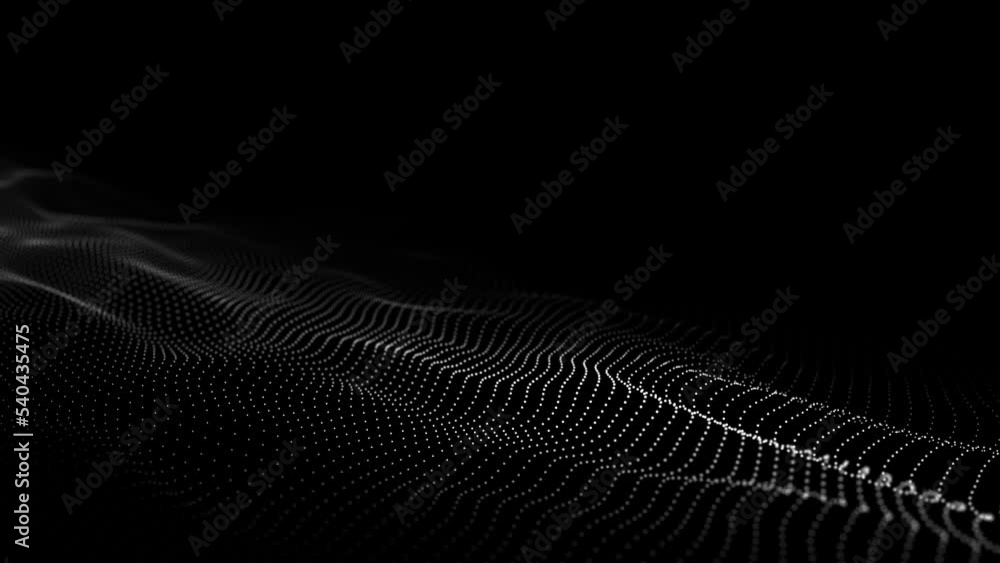 Digital technology black wave. Dark cyberspace with motion dots ...