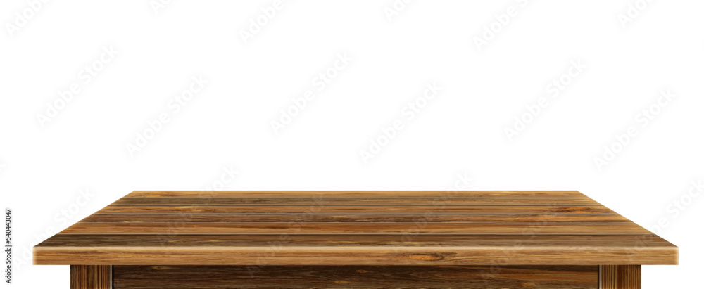 Wooden dark table top with aged surface, realistic vector illustration ...