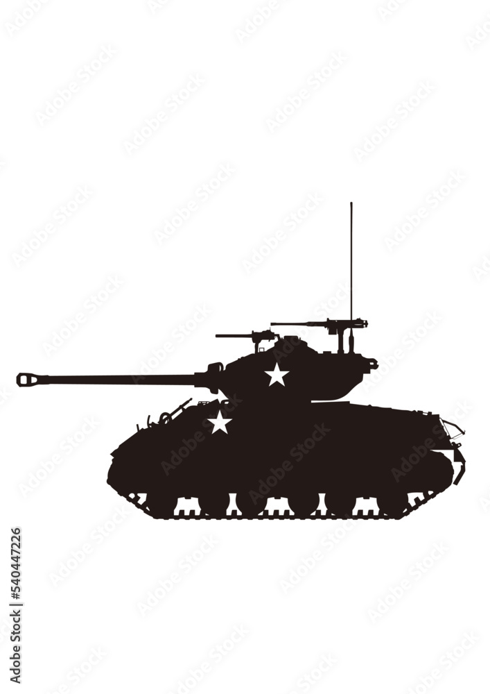 M4A3E8 Sherman Tank シャーマン戦車 ベクター 編集可能なIllustratorファイル Stock Vector ...