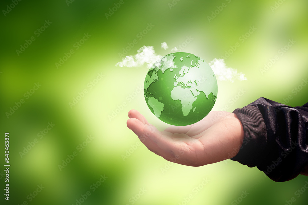 Planet Green in our Hands. Save Earth Environment Concept design in ...