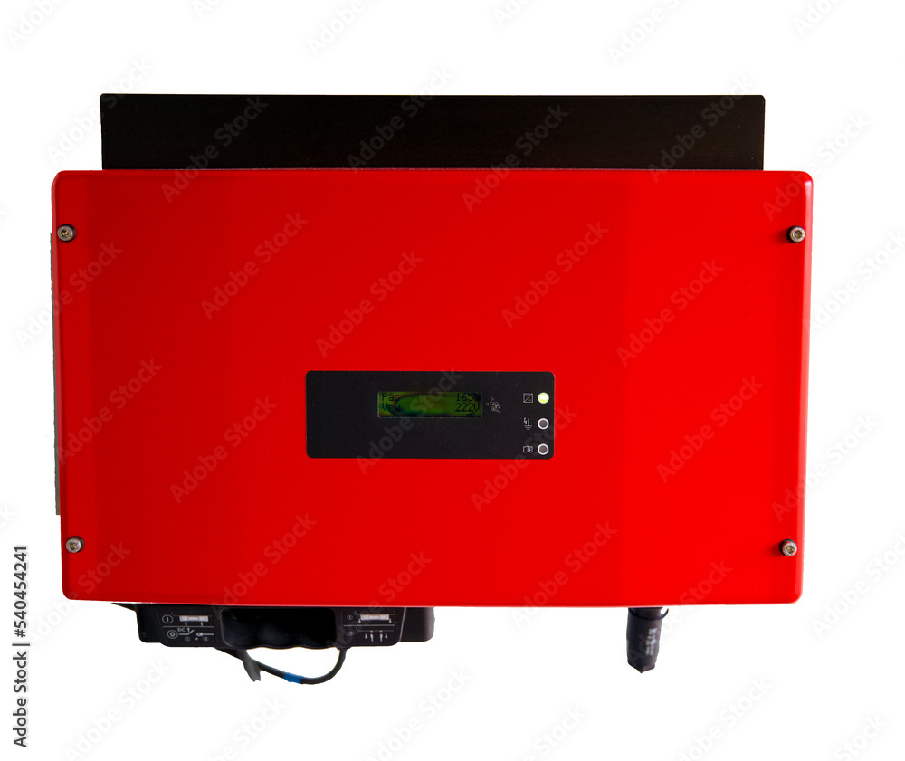 Red inverter converting solar energy into alternating current ...