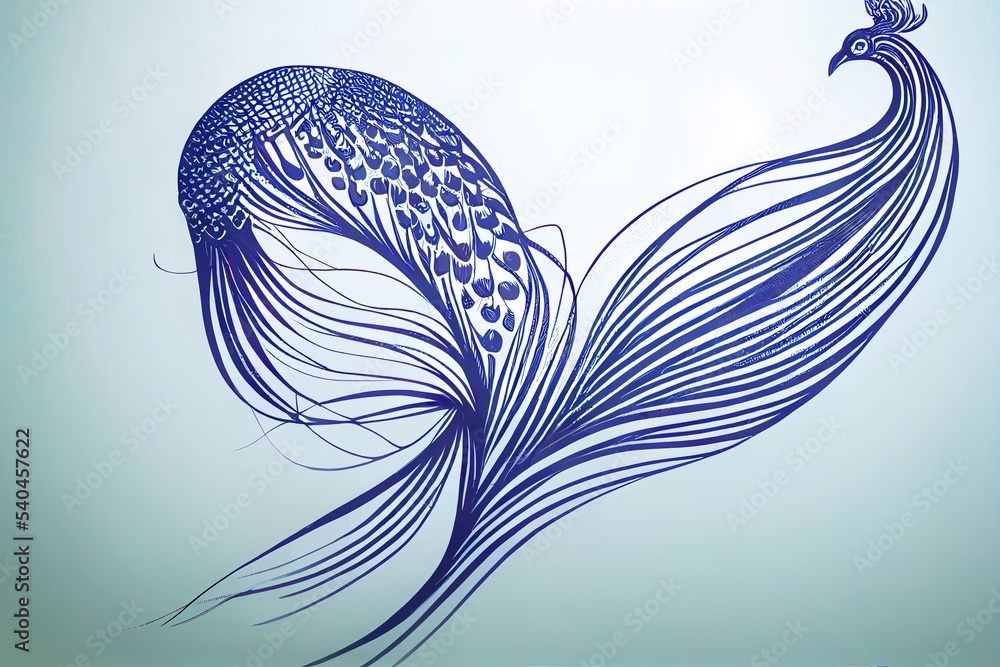 One continuous single line of Peacock. Famous bird line art isolated on ...