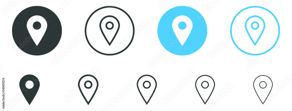 location pin icon, map pointer icon symbol . place marker icon sign ...
