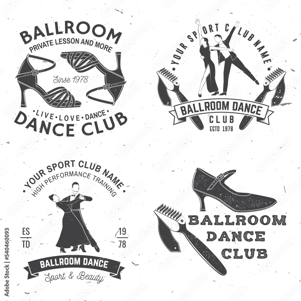 Set of Ballroom dance sport club logos, badges design. Concept for ...