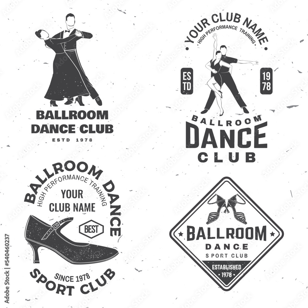 Set of Ballroom dance sport club logos, badges design. Concept for ...