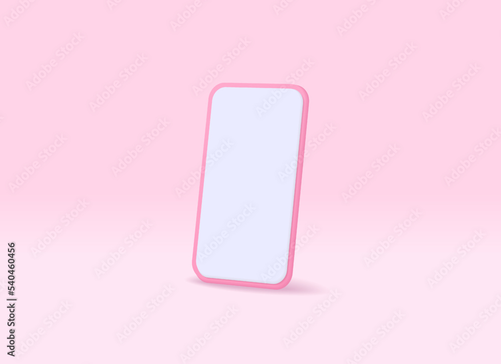 3D realistic cartoon mobile phone vector concept. 3d vector render ...