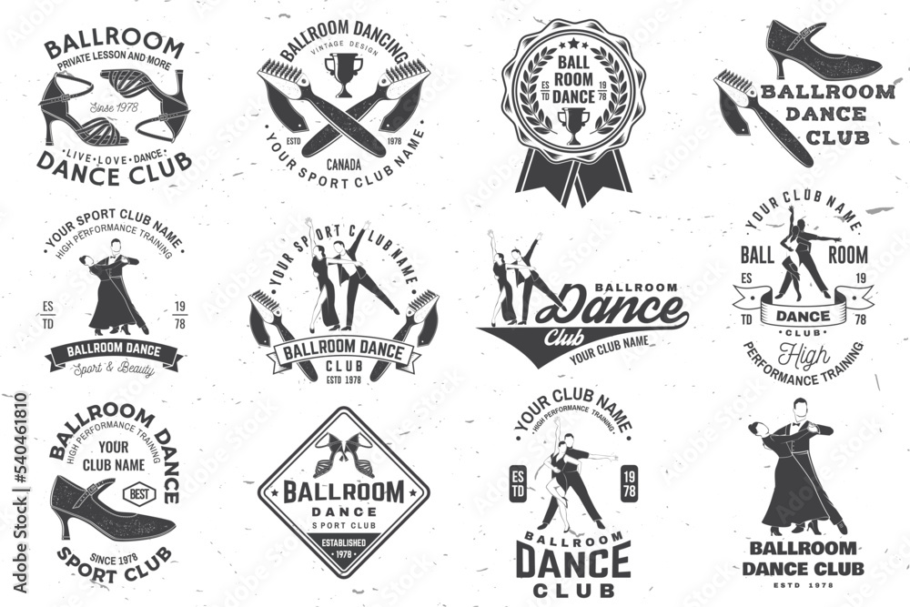 Set of Ballroom dance sport club logos, badges design. Concept for ...