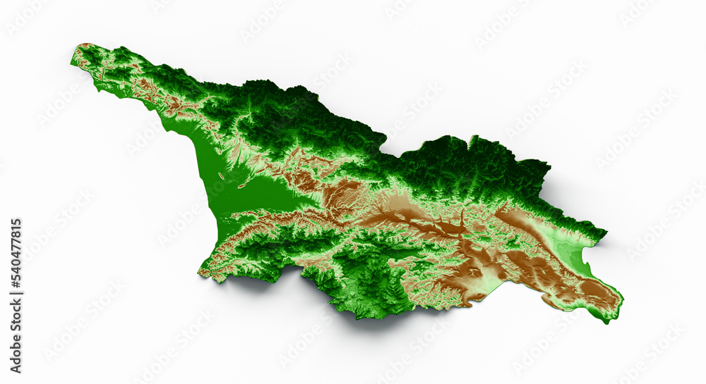 Georgia Topographic Map 3d realistic map Color 3d illustration Stock ...