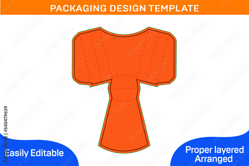 Snack Box vector dieline template and 3D render, resizable editable ...