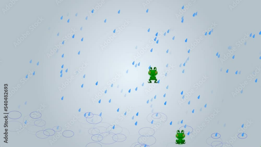 Vidéo Stock frogs and rain background and 2d animation, water drops ...