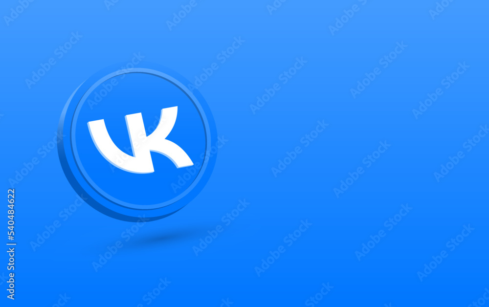 3d vk vkontakte logo isolated on blue background . vkontakte vk circle ...