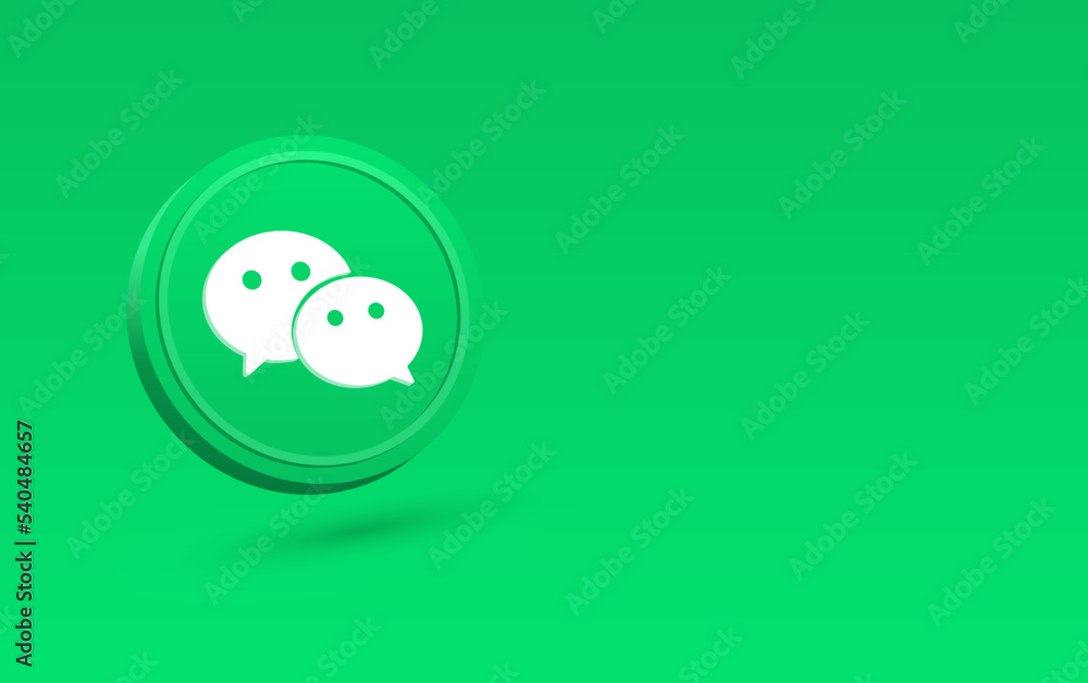 3d wechat logo isolated on blue background . wechat circle button icon ...