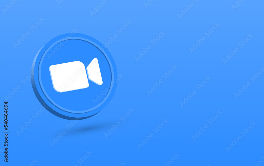 3d zoom meeting logo isolated on blue background . zoom meeting circle ...