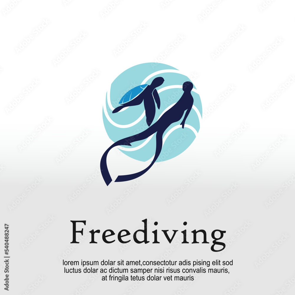 freediving club logo design idea, illustration conservation of marine ...