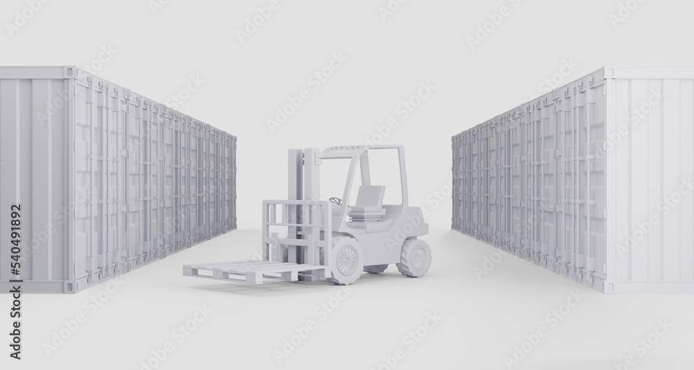 Special equipment for loading and unloading containers. Long corridor ...