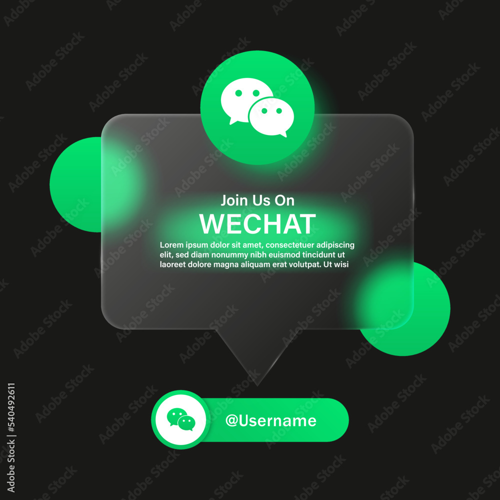 join us on wechat in speech bubble glassmorphism background with ...