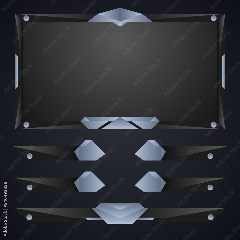 Modern live stream overlay screen with metal borders. Abstract webcam ...