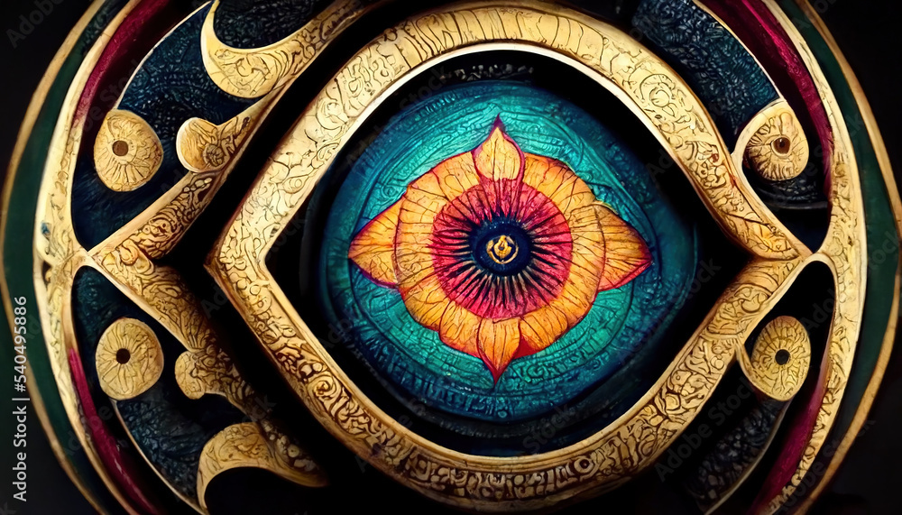 Golden amulet background. AI render. Stock Illustration | Adobe Stock