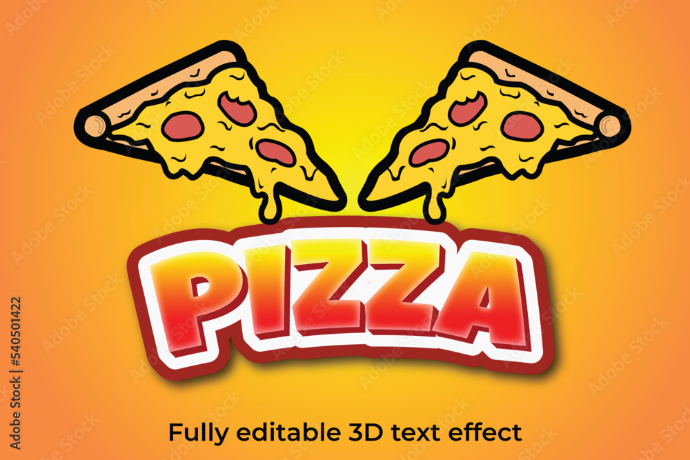 Pizza 3D text effect fully editable Stock Vector | Adobe Stock