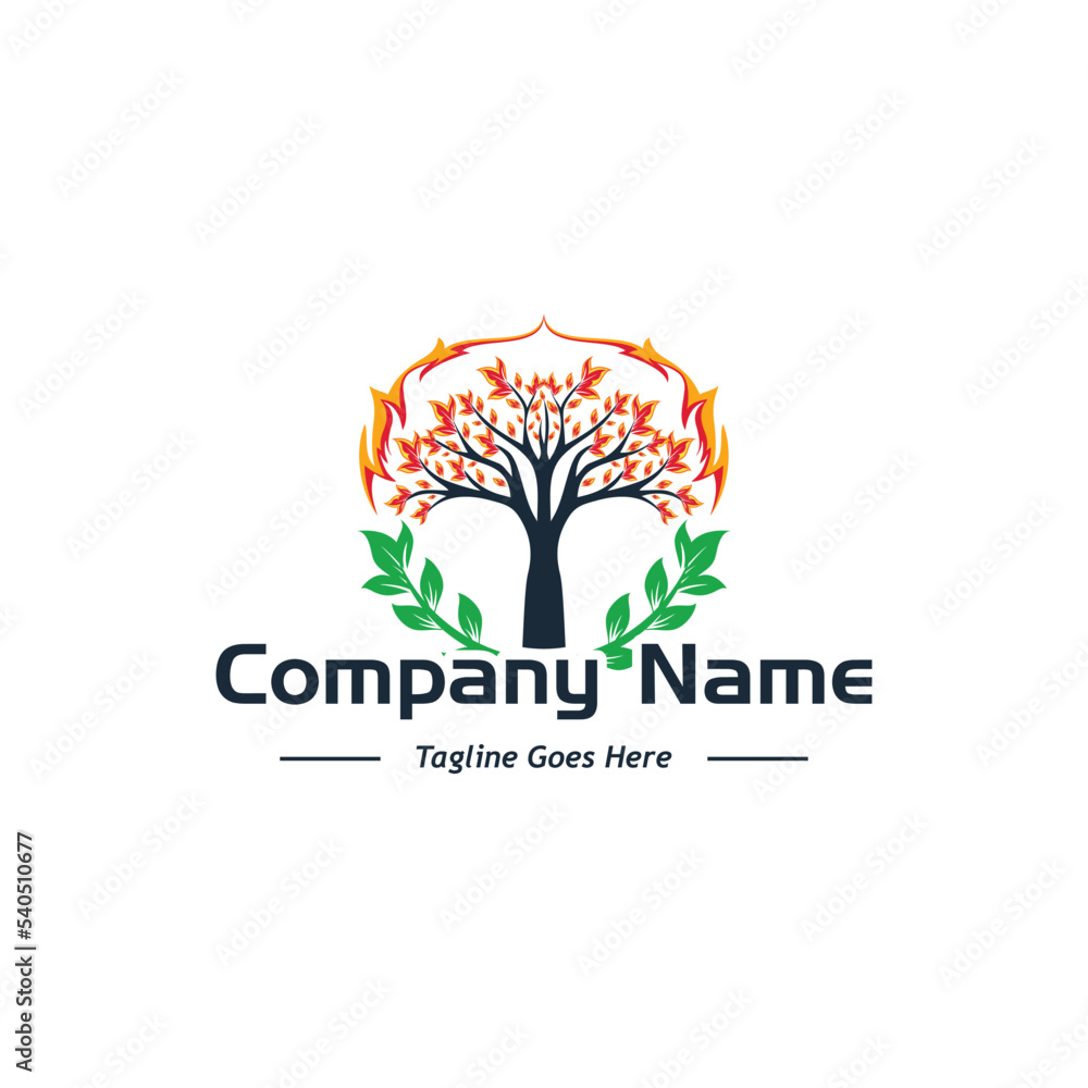 forest on fire logo, sample company logo, a simple vector design Stock ...