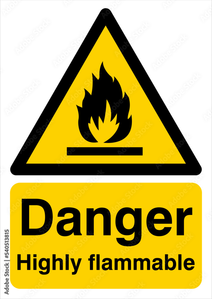 Safety Warning Sign Flammable Hazard ISO 7010 Standards Danger Highly ...