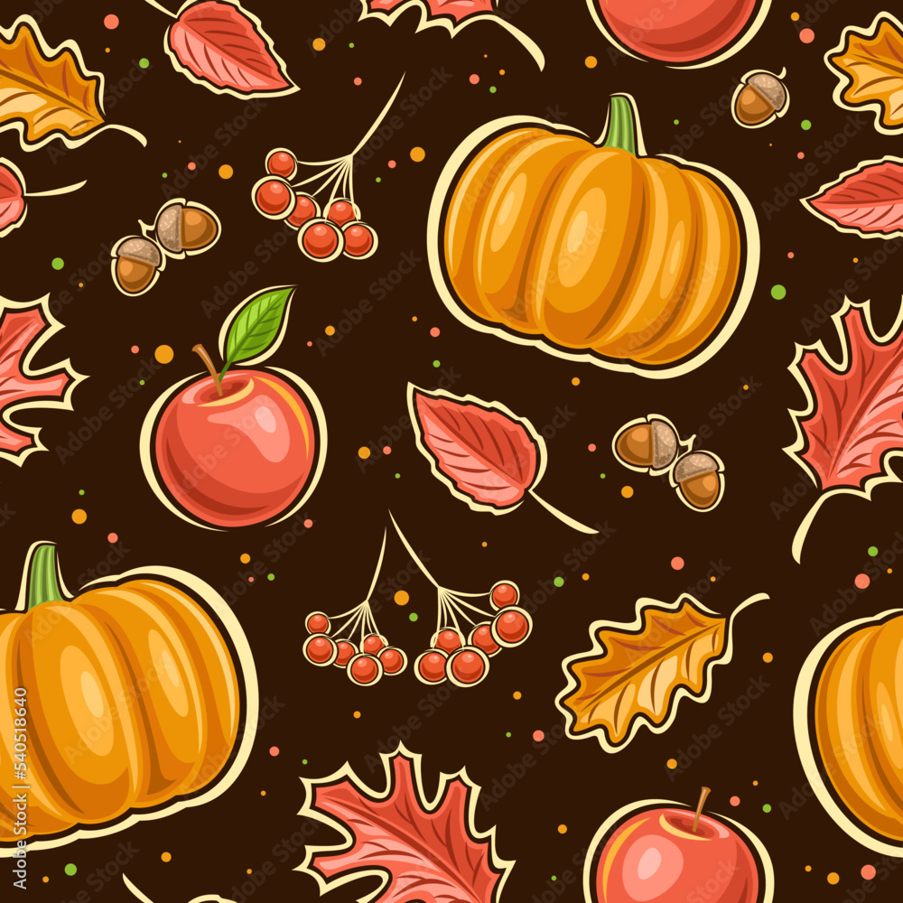 Vector Thanksgiving Day seamless pattern, square repeating background ...