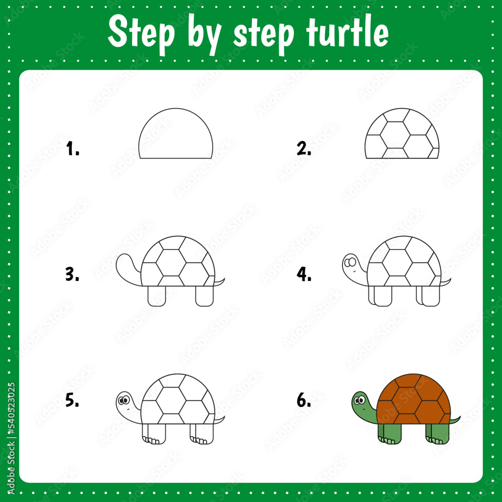Educational worksheet for kids. Step by step drawing illustration ...