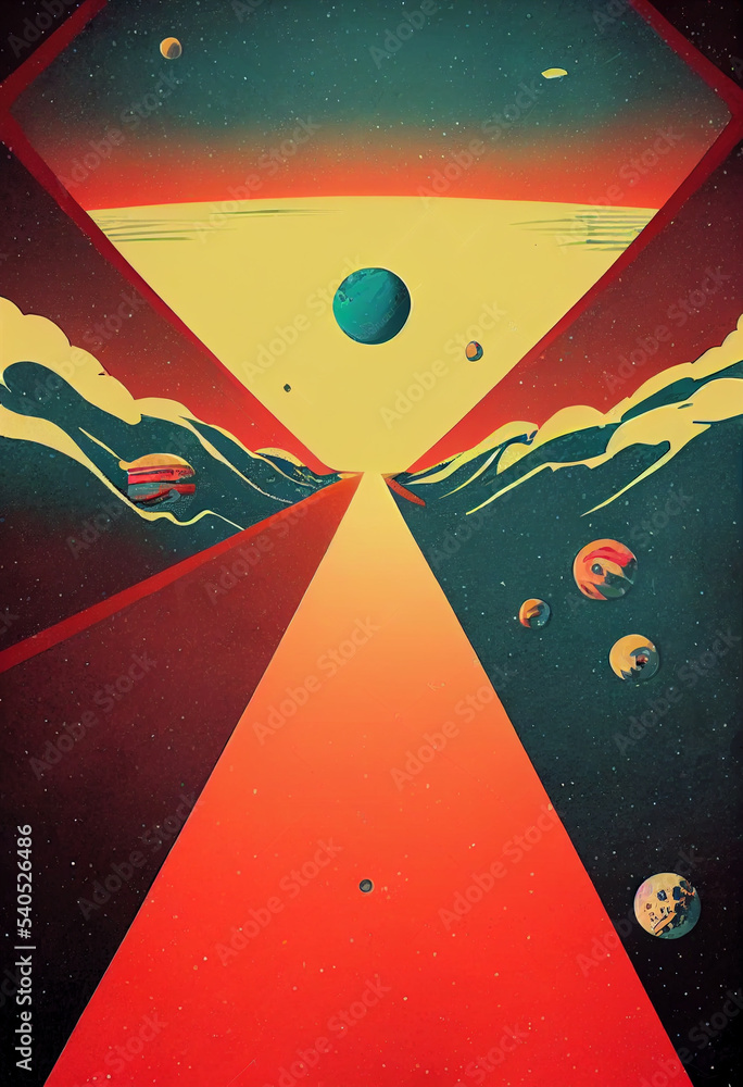 Hand drawn comic illustration of Live on Another Planet, Retro and 90s ...