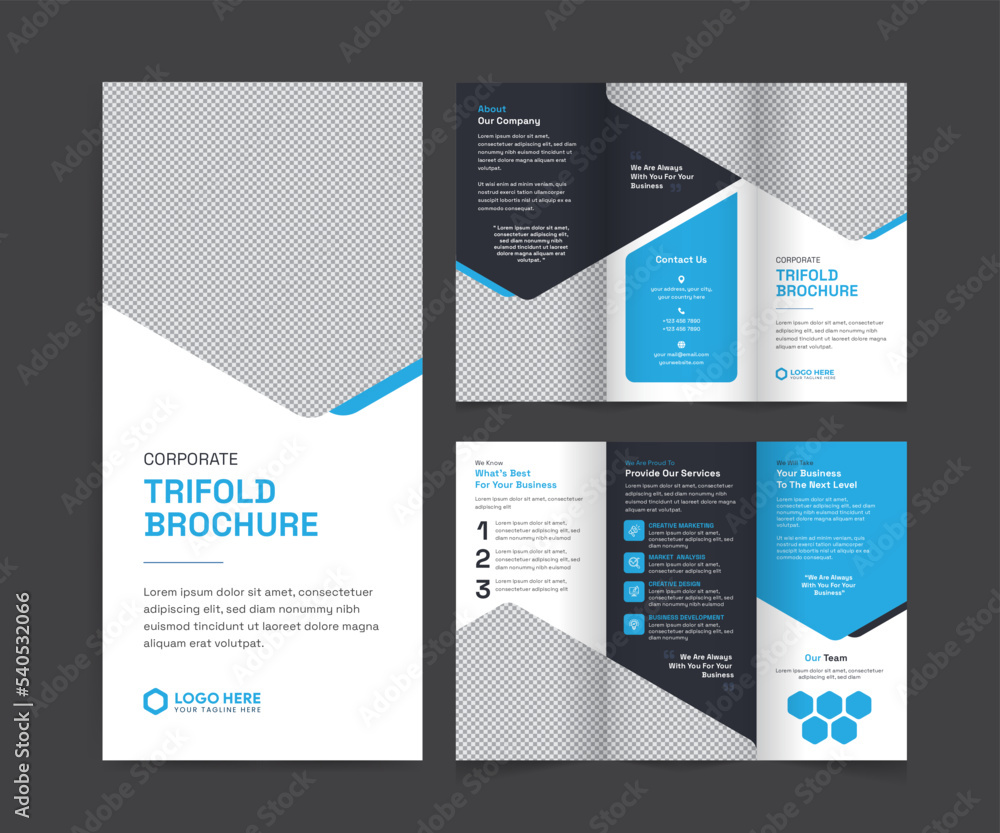 Corporate trifold brochure template. Modern, Creative, and Professional ...